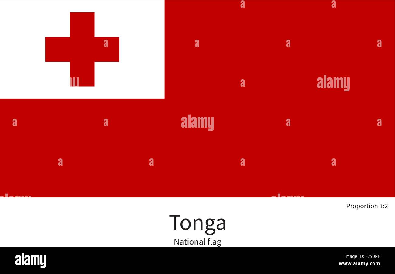 National flag of Tonga with correct proportions, element, colors Stock ...