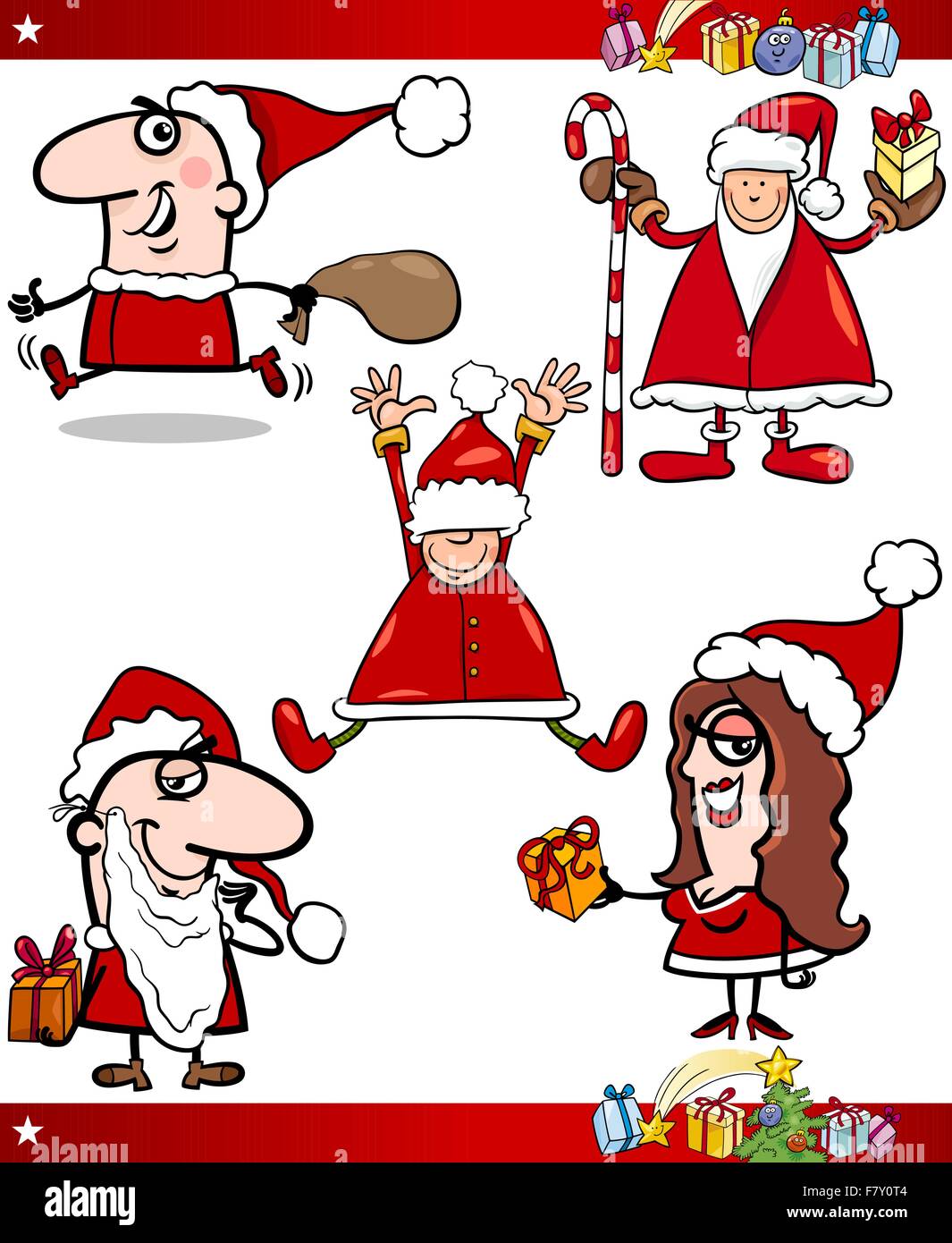 Santa and Christmas Themes Cartoon Set Stock Vector Image & Art - Alamy