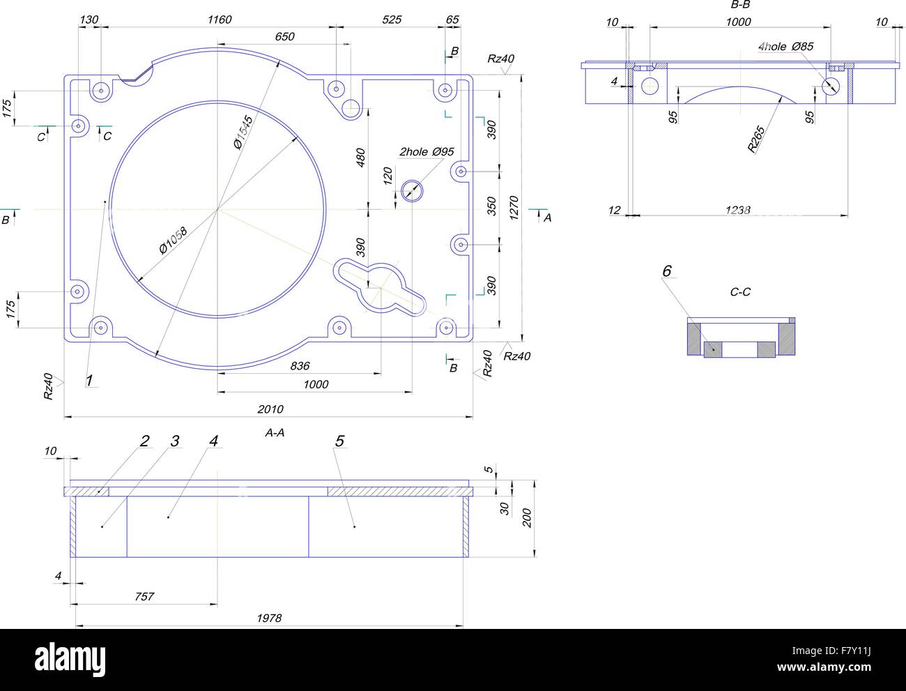 Engineering drawing of industrial equipment Stock Vector Image & Art ...