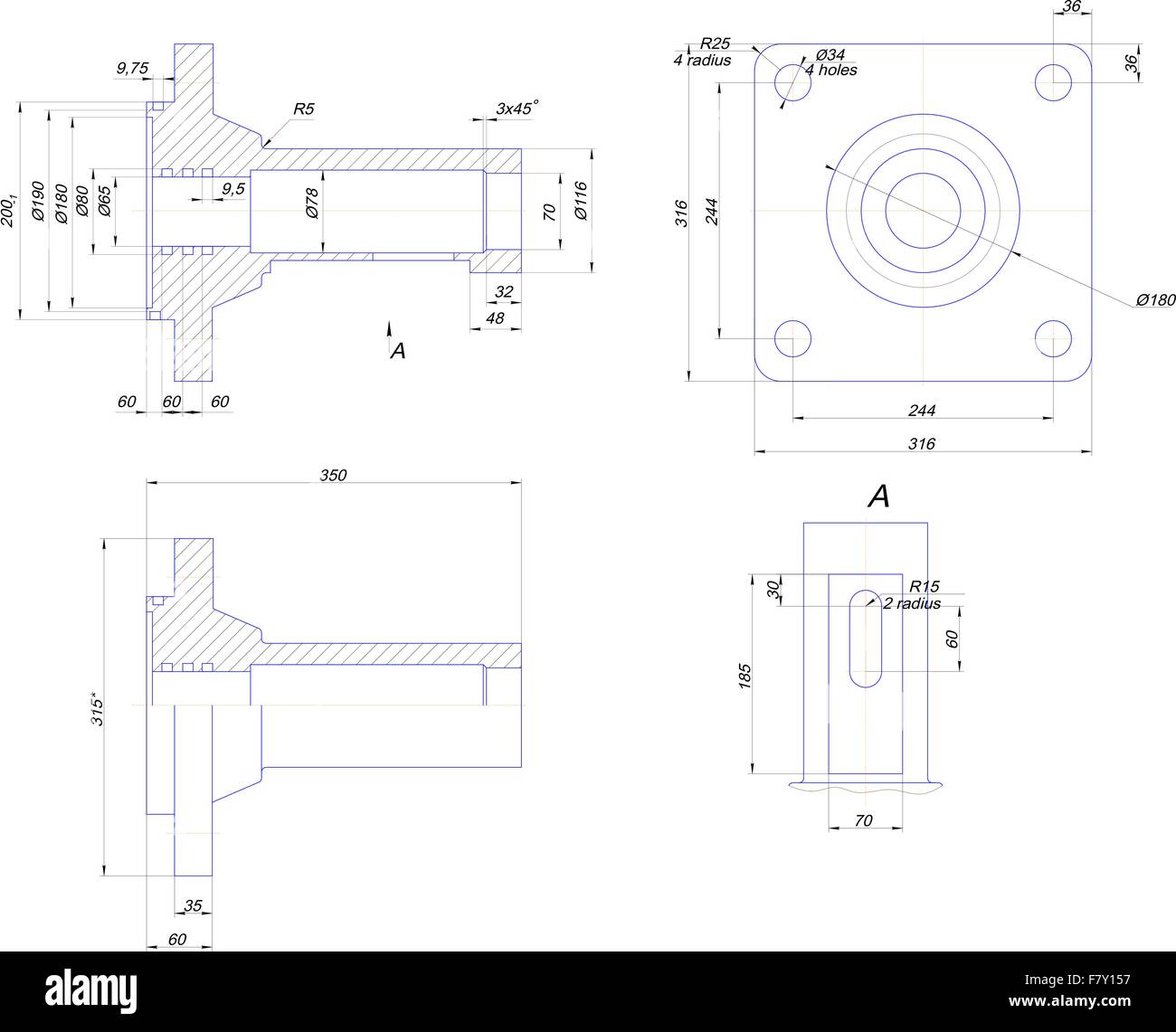 Engineering drawing steel bush hi-res stock photography and images - Alamy