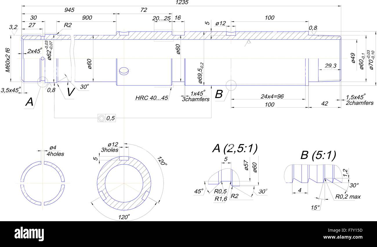 Engineering drawing of industrial equipment Stock Vector Image & Art ...
