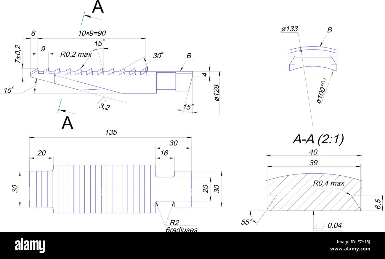 Engineering drawing of cog die Stock Vector Image & Art - Alamy