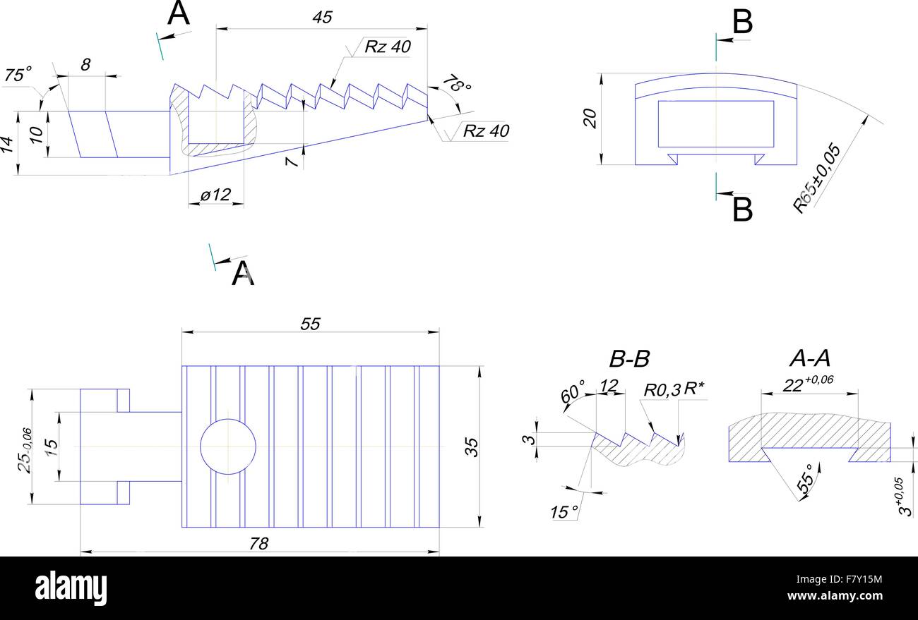 Engineering drawing of cog die Stock Vector Image & Art - Alamy