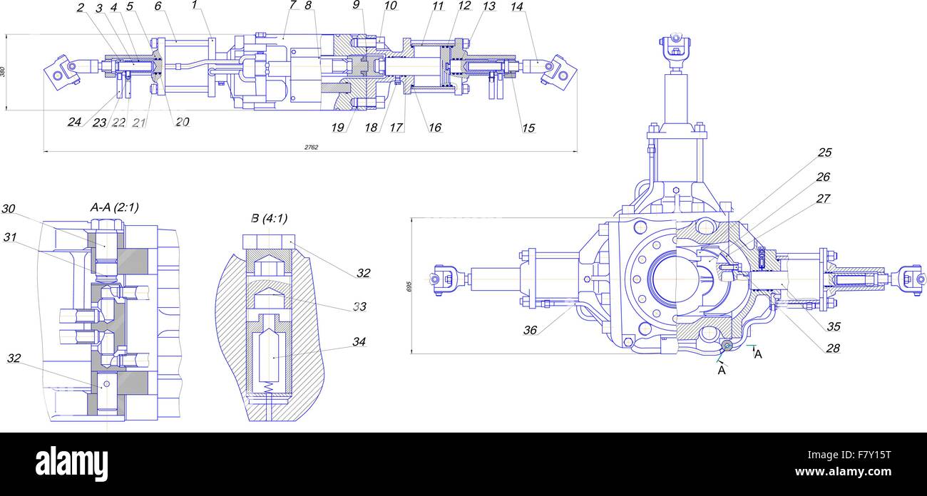 Engineering drawing of industrial equipment Stock Vector Image & Art ...