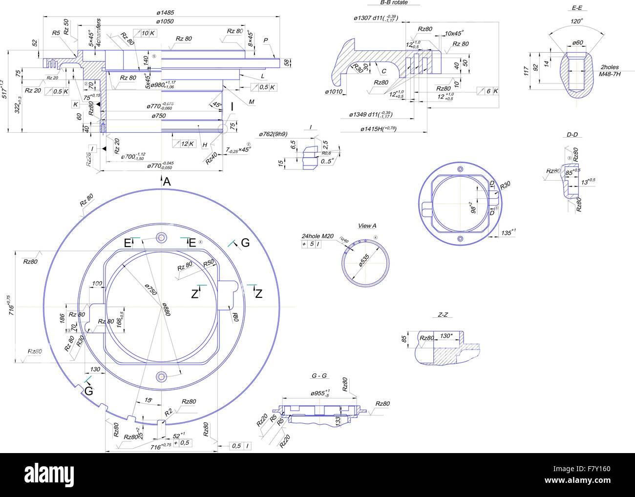 Engineering drawing of industrial equipment Stock Vector Image & Art ...