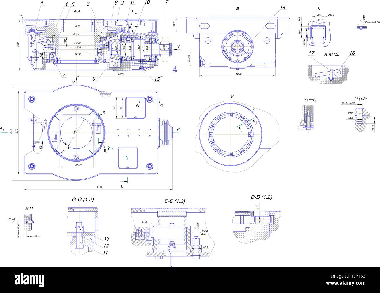 Engineering drawing of industrial equipment Stock Vector Image & Art ...