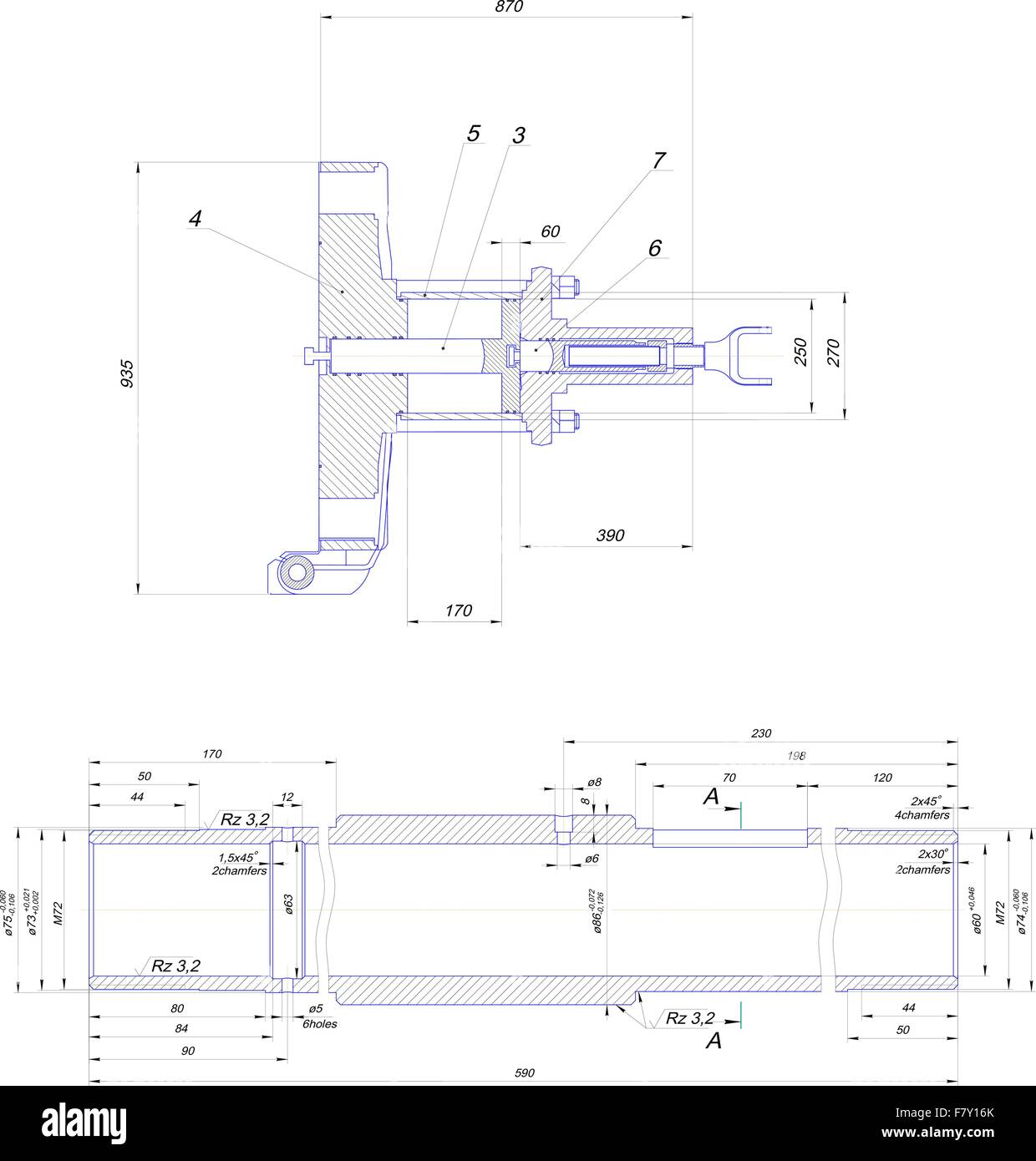 Engineering drawing of industrial equipment Stock Vector Image & Art ...