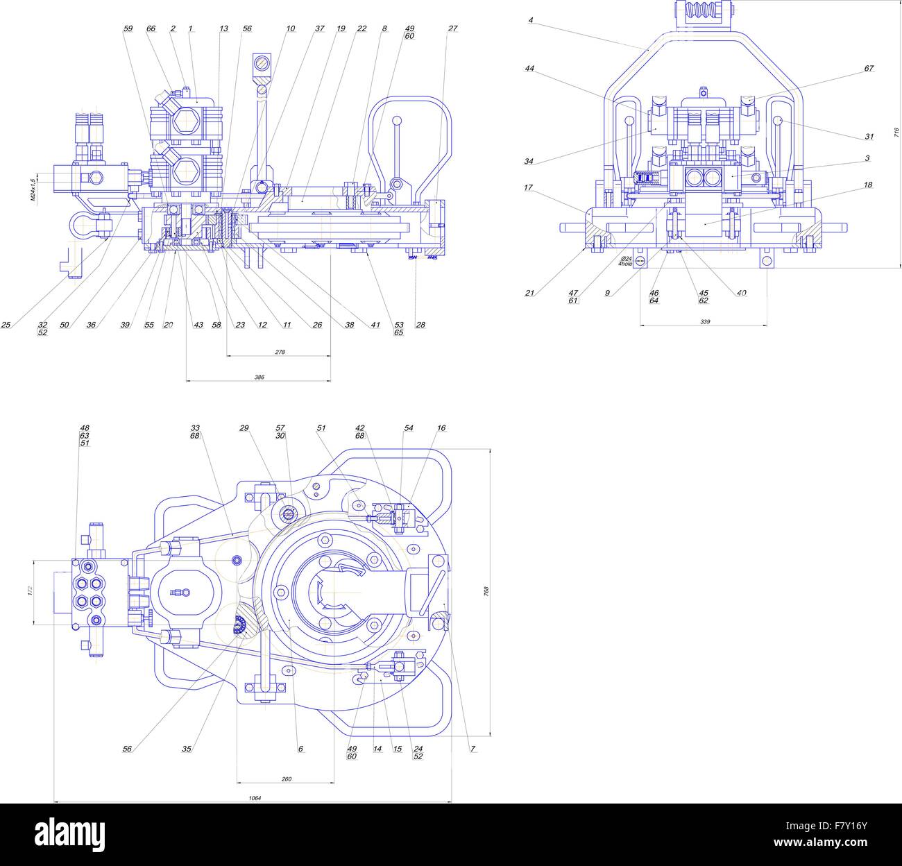 Engineering drawing of industrial equipment Stock Vector Image & Art ...