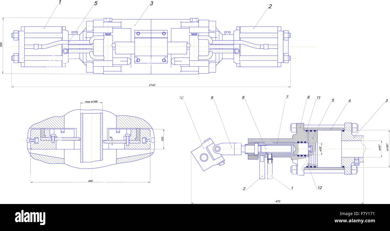 Engineering drawing of industrial equipment Stock Vector Image & Art ...