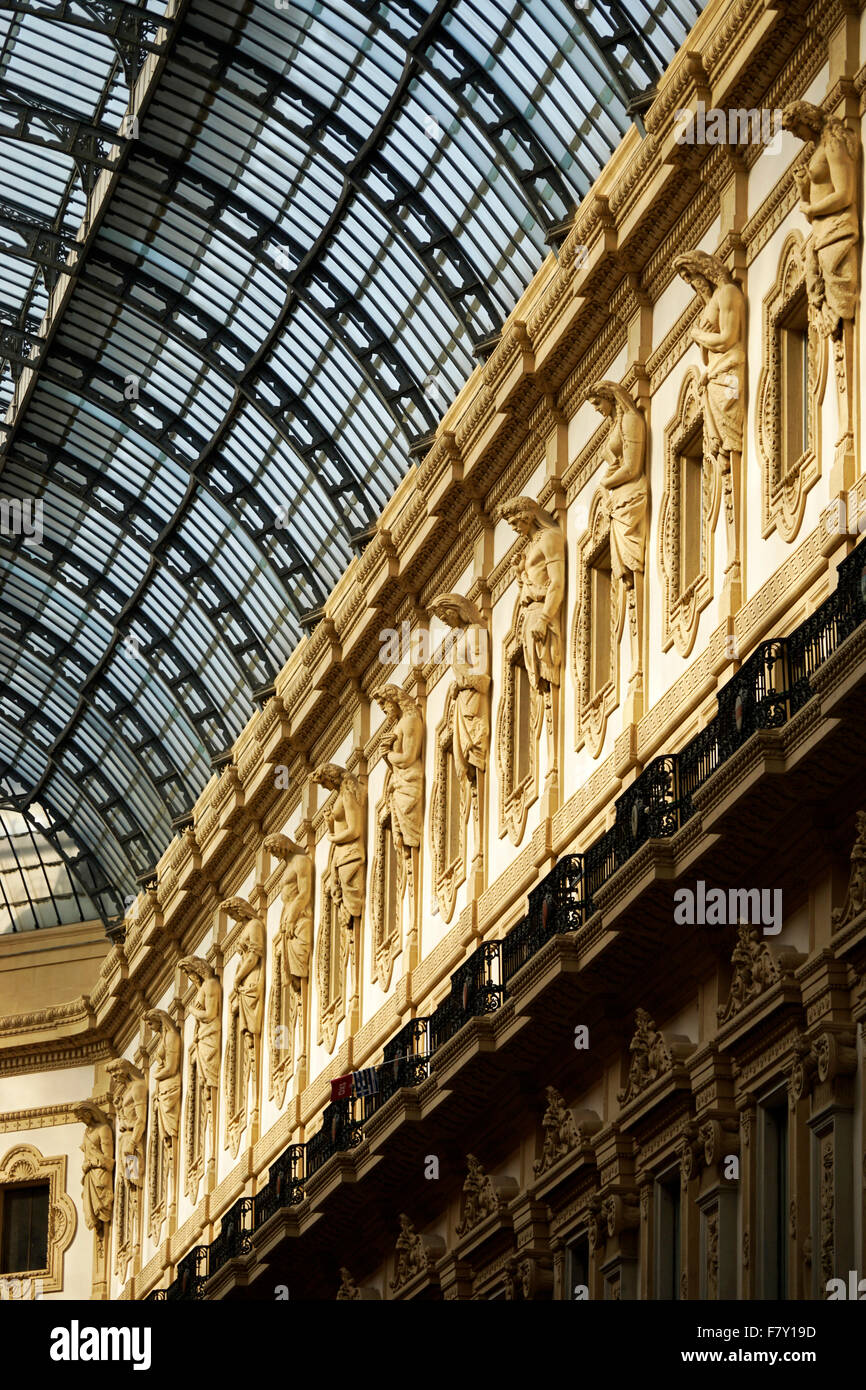Iron and glass roof canopy of Galleria Vittorio Emanuele II shopping ...