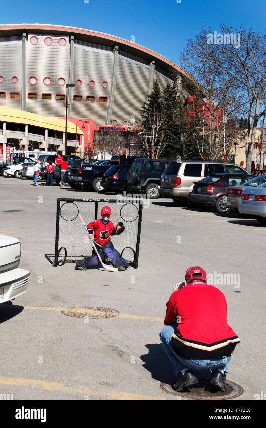 Calgary Flames fans celebrating before a playoff game. * FOR EDITORIAL ...