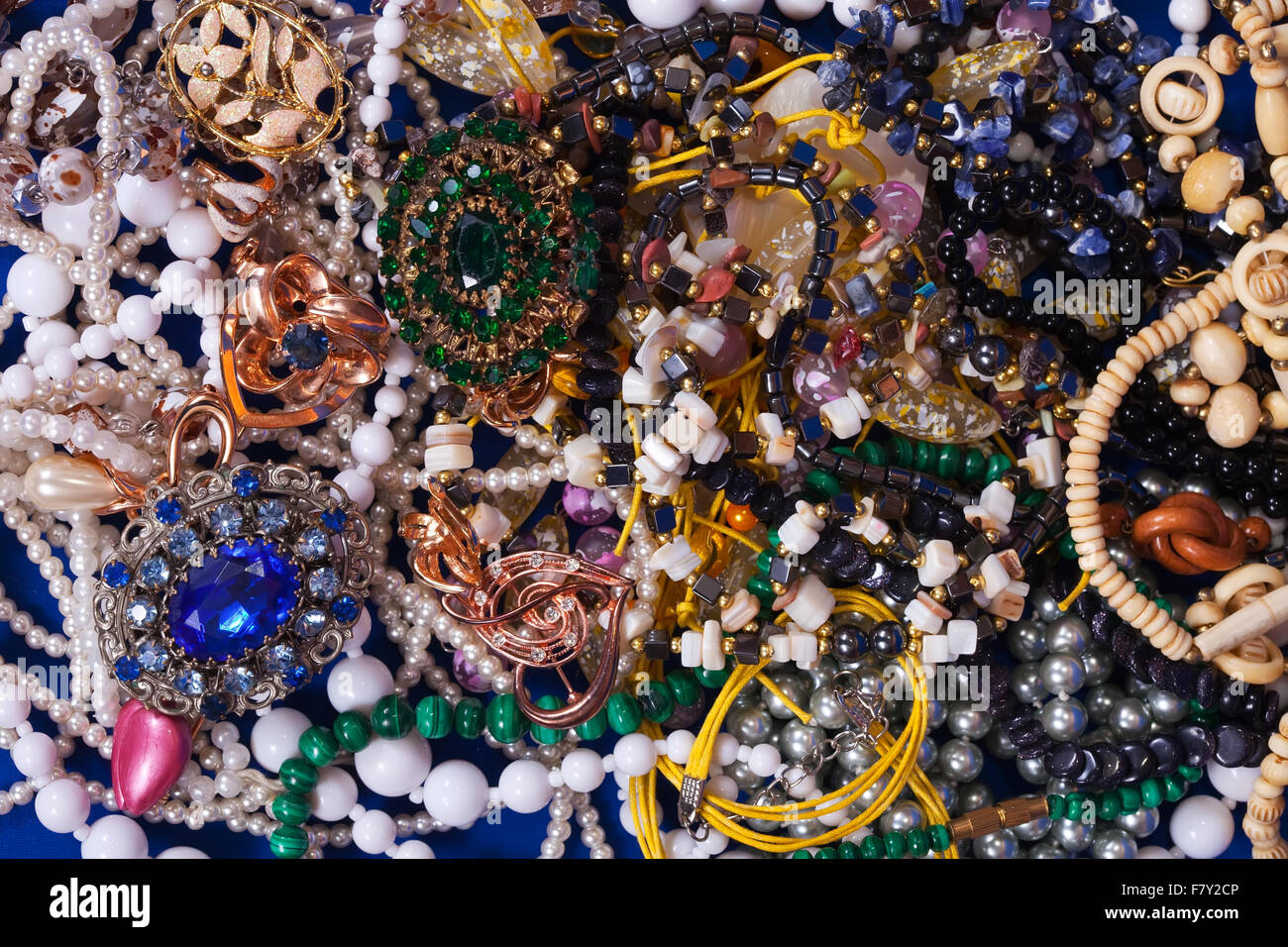 Close up of many differently jewellery background Stock Photo - Alamy