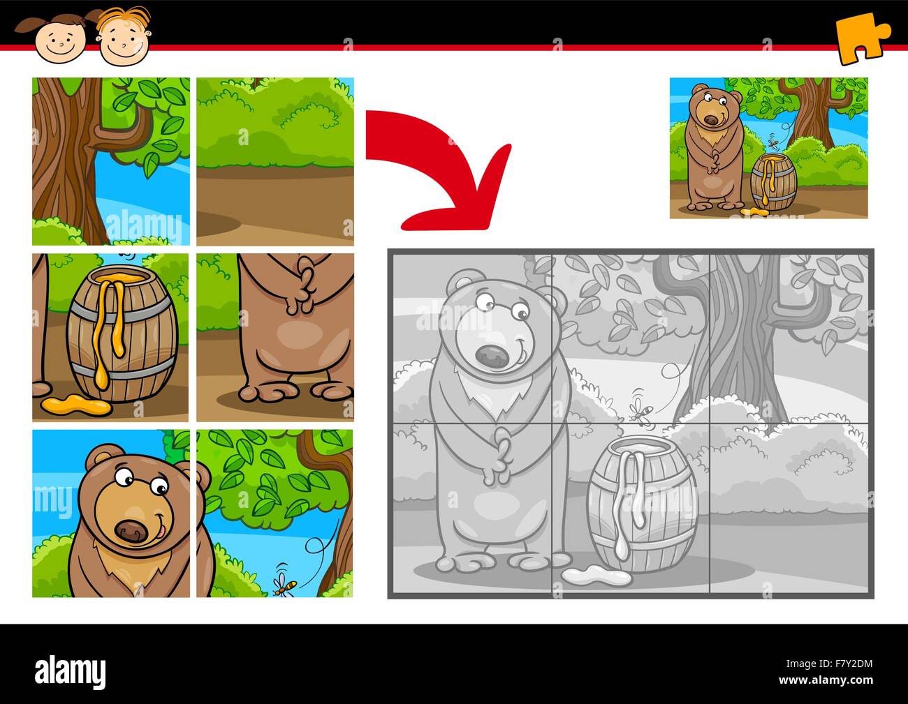 cartoon bear jigsaw puzzle game Stock Vector Image & Art - Alamy