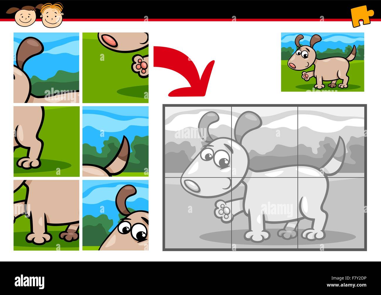 cartoon puppy jigsaw puzzle game Stock Vector Image & Art - Alamy