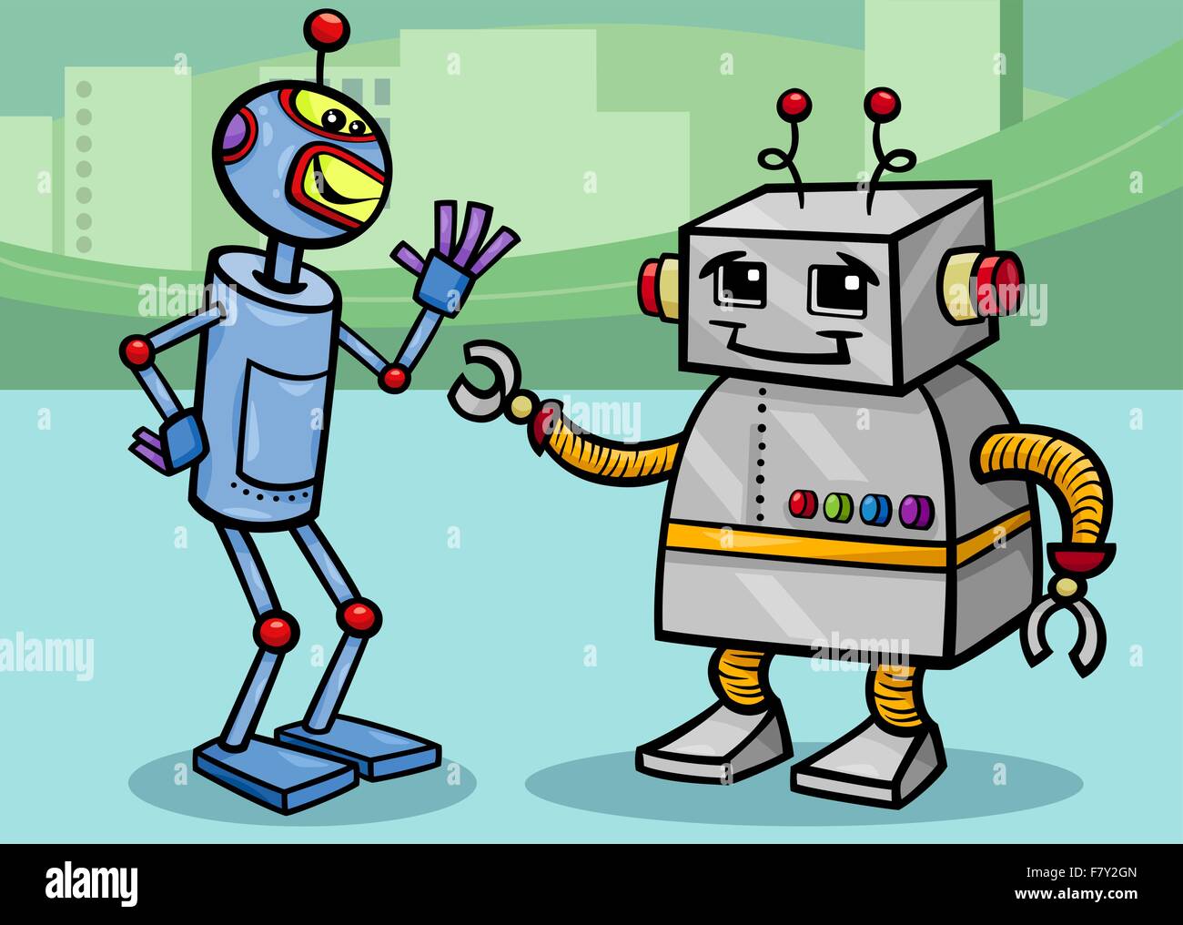 talking robots cartoon illustration Stock Vector Image & Art - Alamy