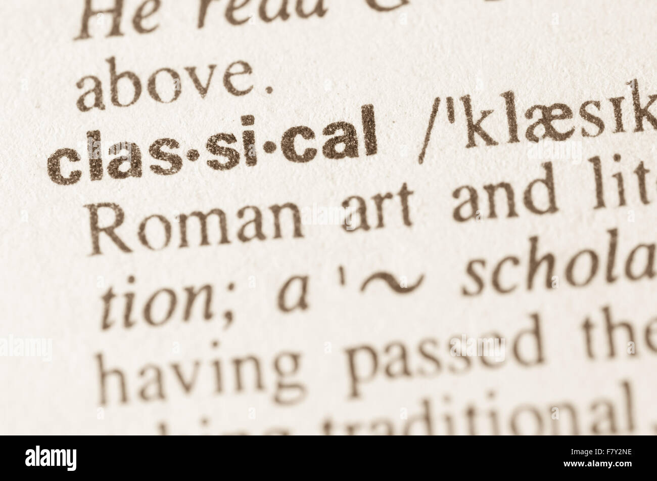 Definition of word classical in dictionary Stock Photo - Alamy