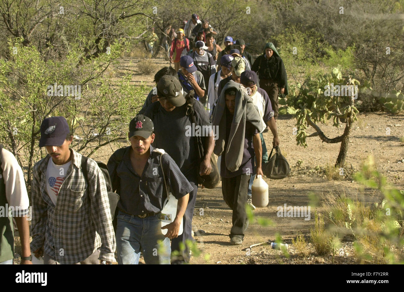 A group of 42 undocumented migrants, who crossed from Mexico on to the ...