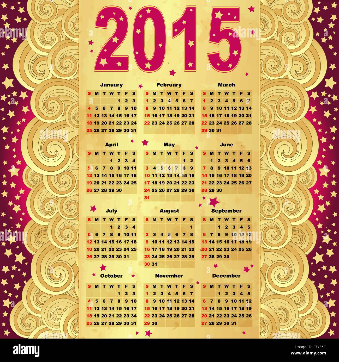 Calendar for 2015 Stock Vector Image & Art - Alamy