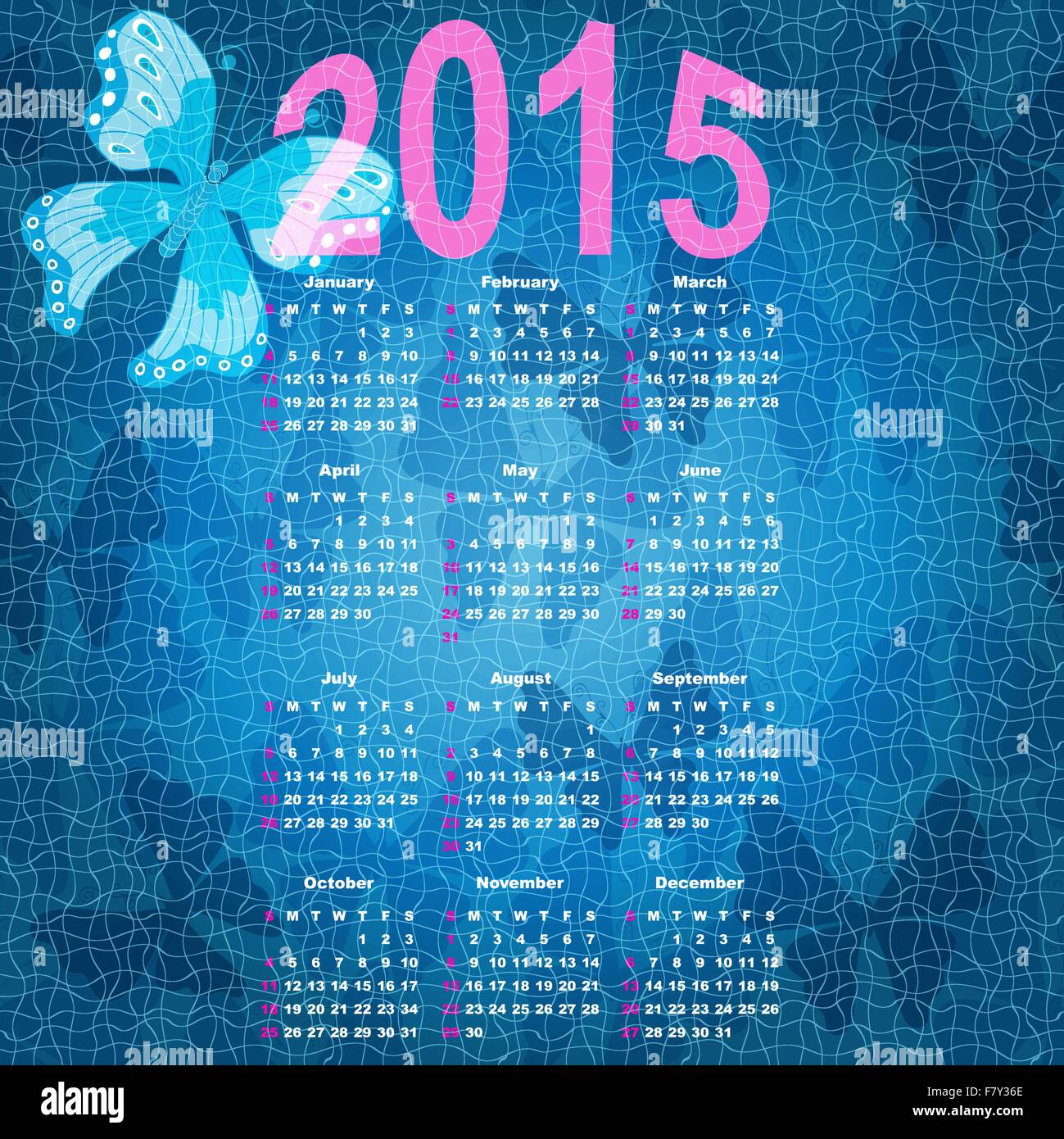 Blue calendar for 2015 Stock Vector Image & Art - Alamy