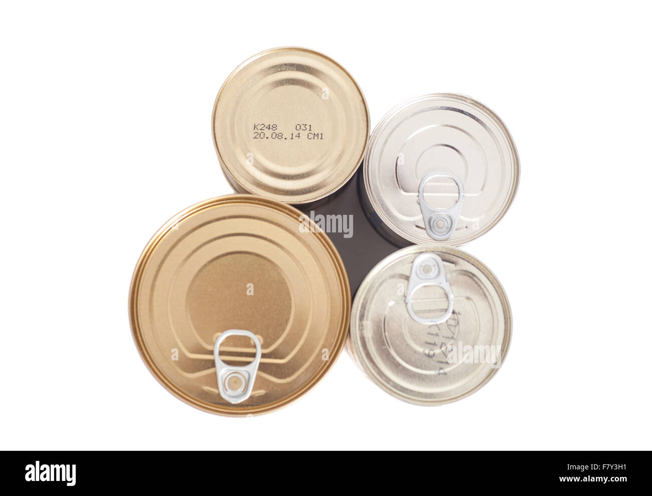 sealed metal cans isolated on white background Stock Photo - Alamy