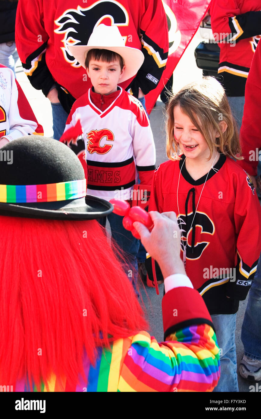 Calgary Flames fans celebrating before a playoff game. * FOR EDITORIAL ...