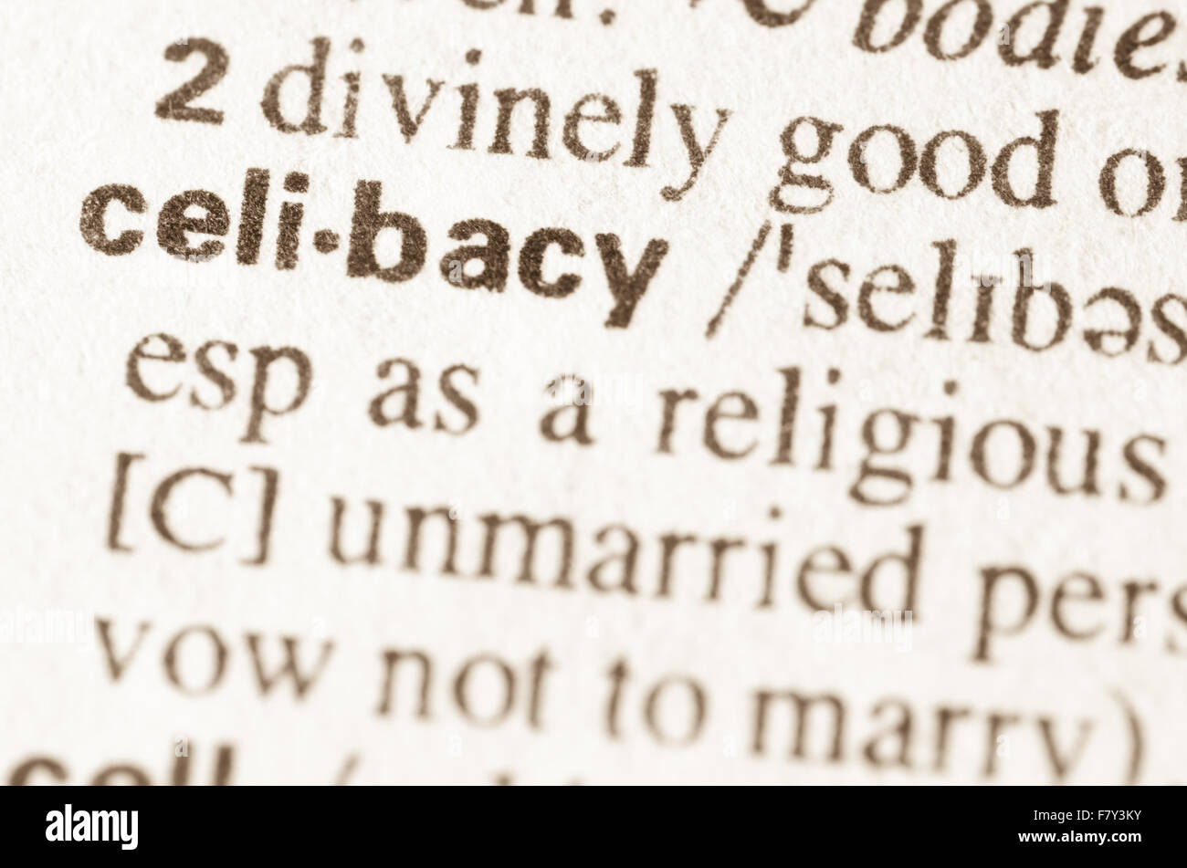 Definition of word celibacy in dictionary Stock Photo - Alamy