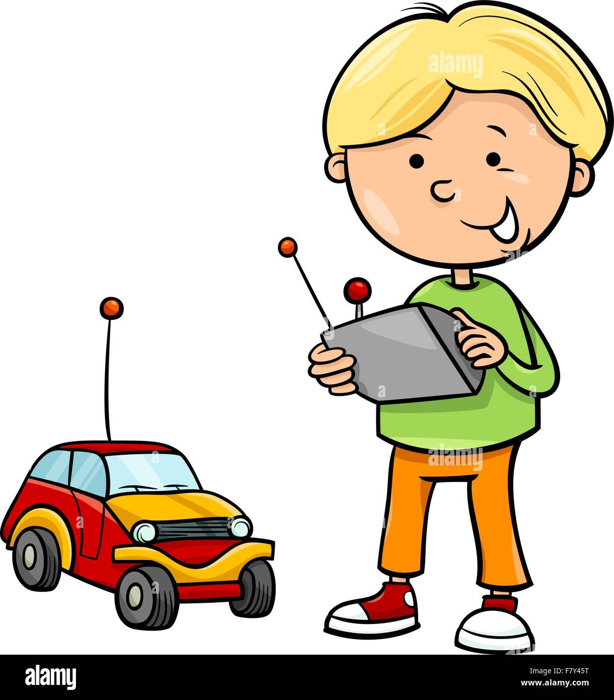 boy and remote car cartoon Stock Vector Image & Art - Alamy