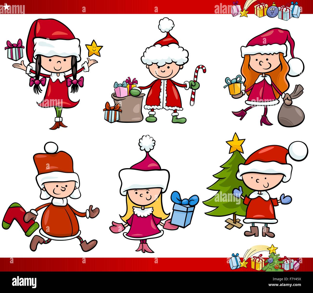 santa and christmas cartoon set Stock Vector Image & Art - Alamy