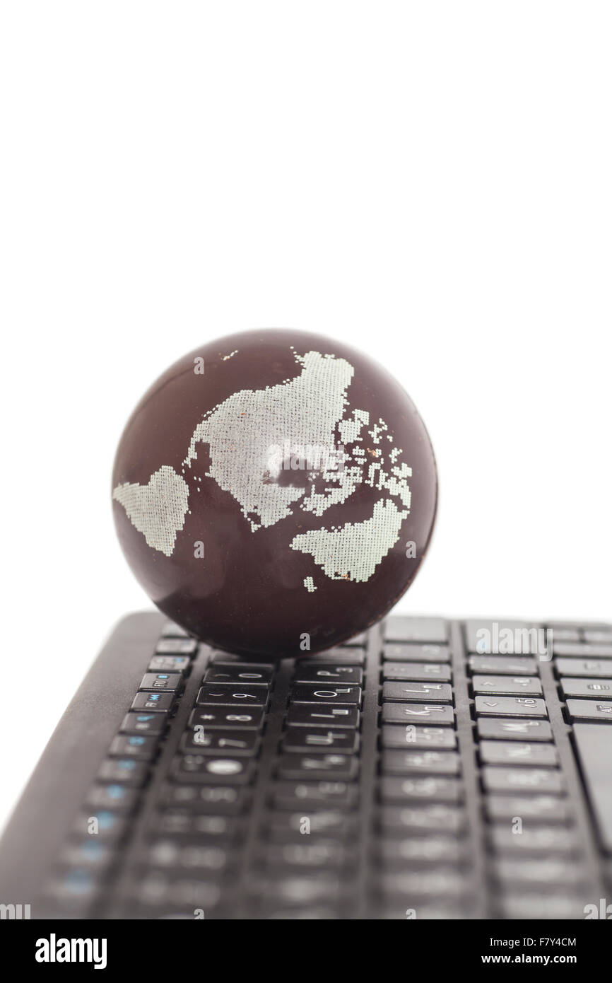 Earth on keyboard isolated on white Stock Photo - Alamy
