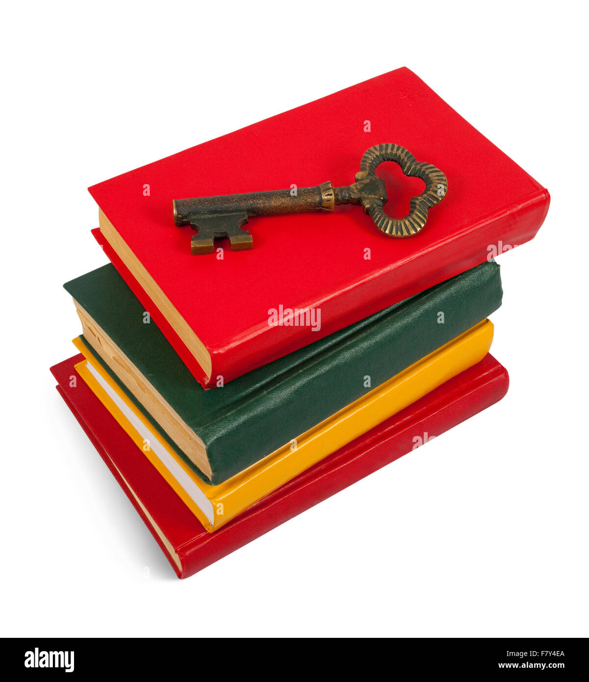 key placed on pile of books, isolated on white with clipping path Stock ...