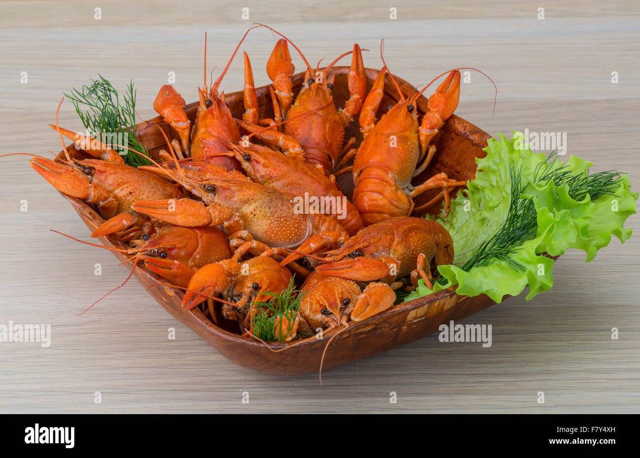 Boiled crayfish in the bowl with dill Stock Photo - Alamy