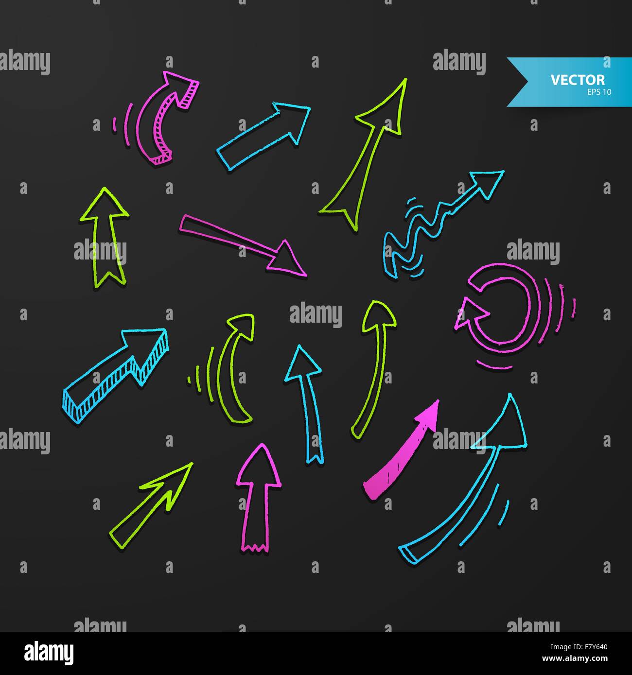 Colorful arrows set on dark background Stock Vector Image & Art - Alamy