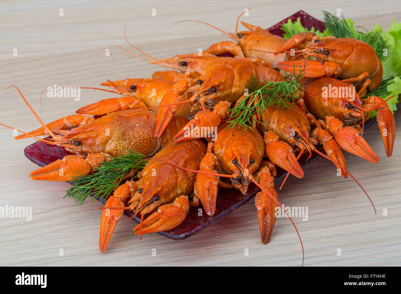 Boiled crayfish in the bowl with dill Stock Photo - Alamy