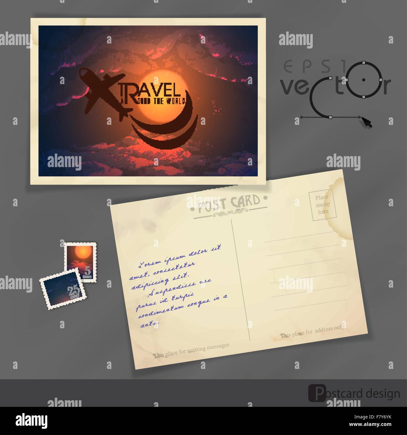 Old Postcard Design, Template Stock Vector Image & Art - Alamy