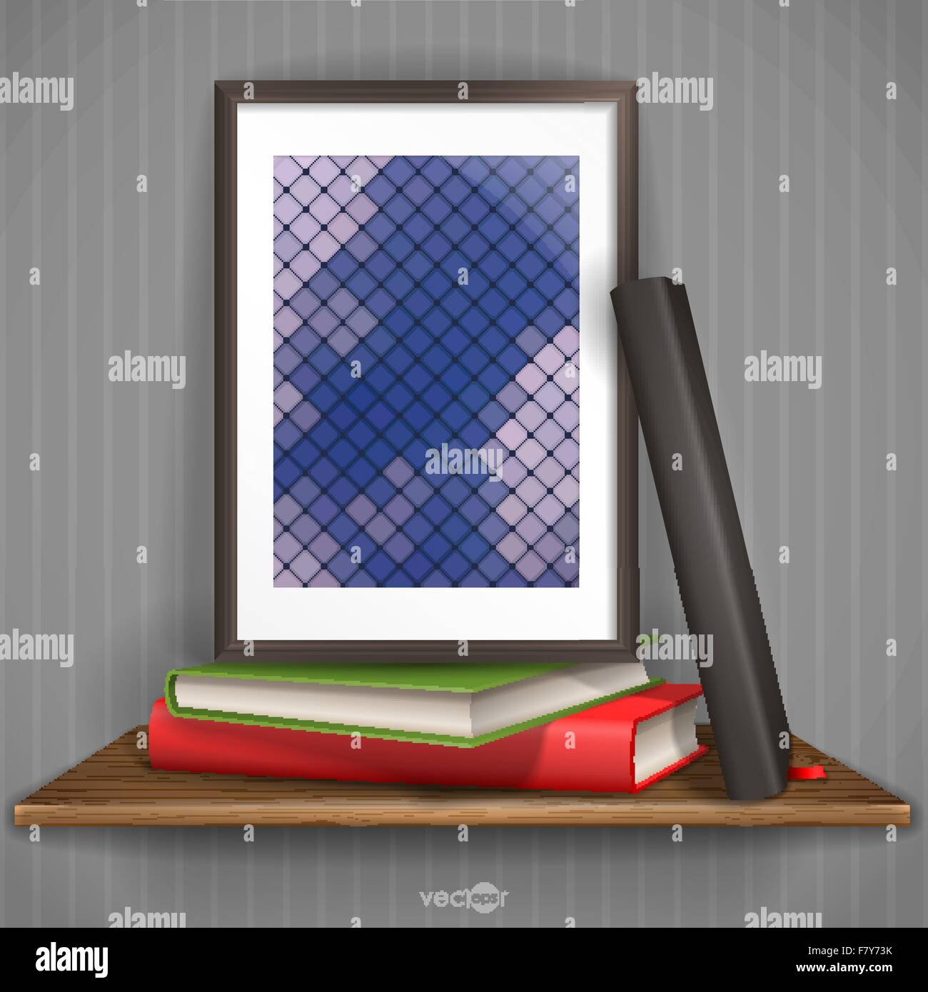 Wood Shelf With Photo Frame Stock Vector Image & Art - Alamy