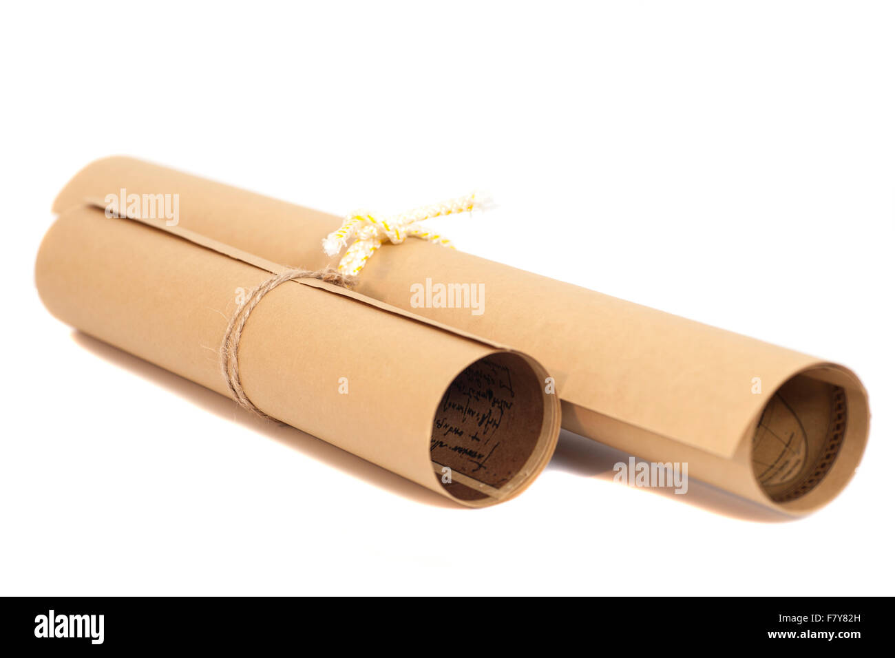 Old rolled papers isolated on white Stock Photo - Alamy