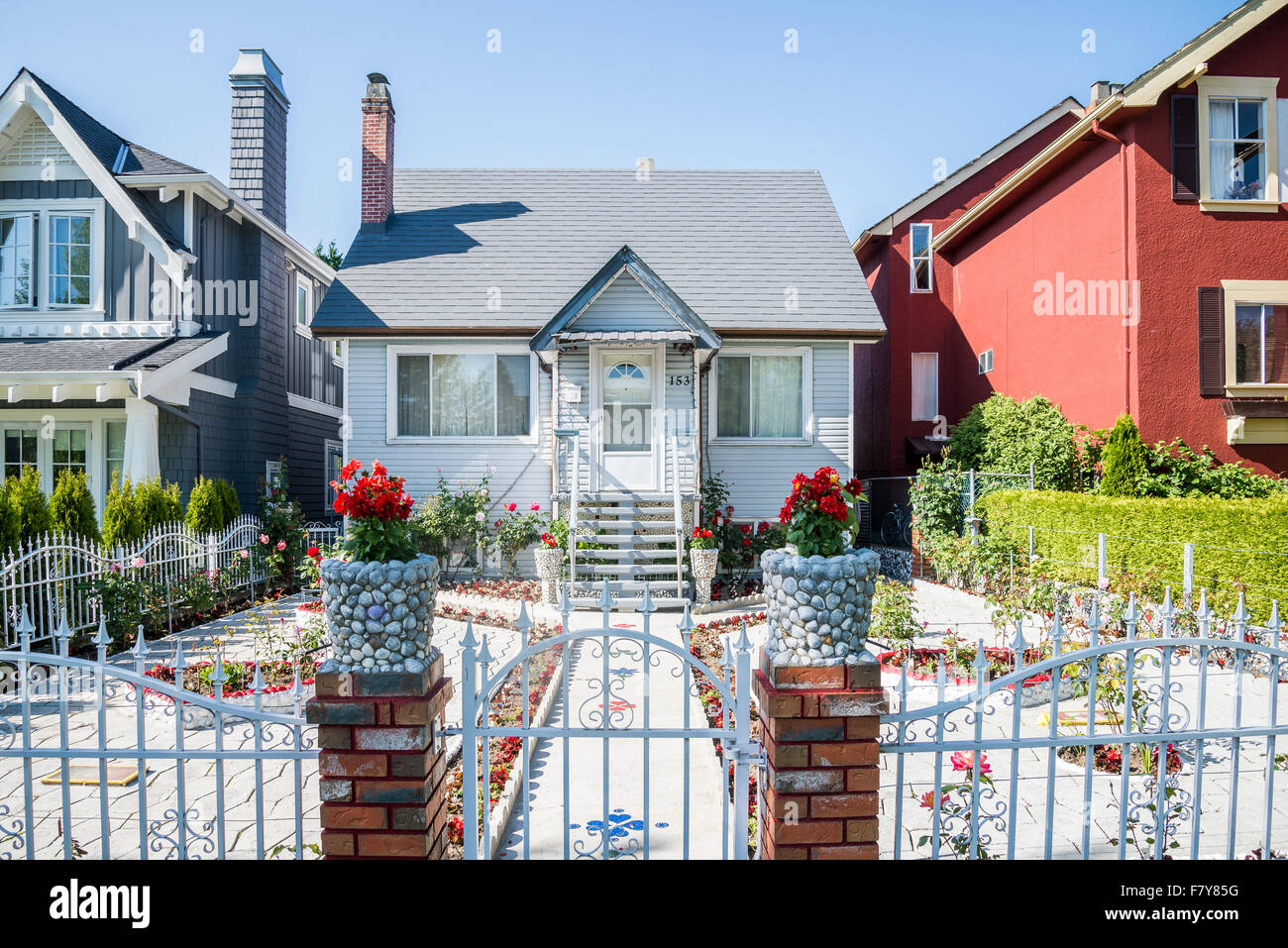 House with paved garden, Vancouver, British Columbia, Canada Stock ...