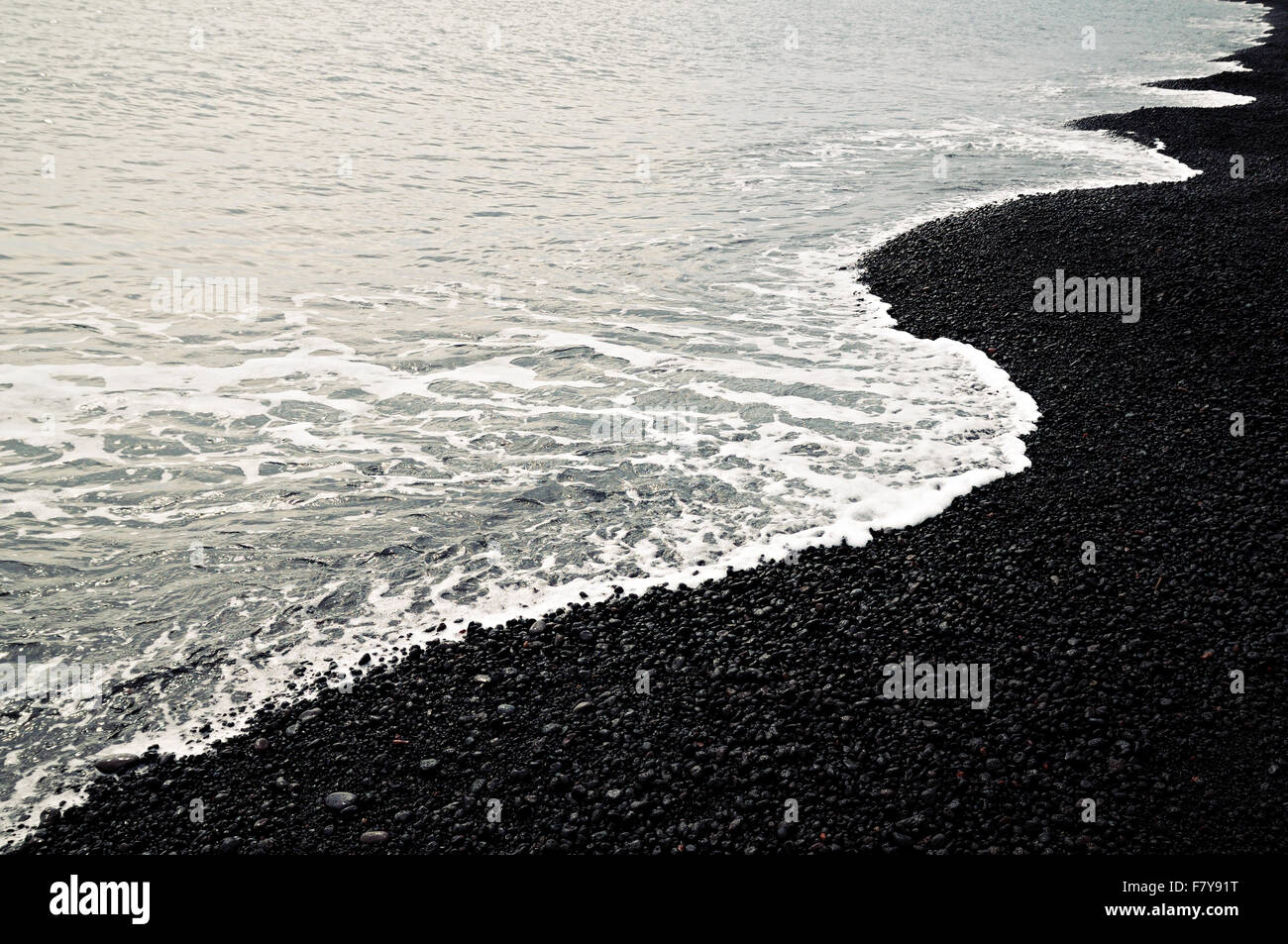 Volcanic black sand beach on Stromboli island, Aeolian Islands Stock ...