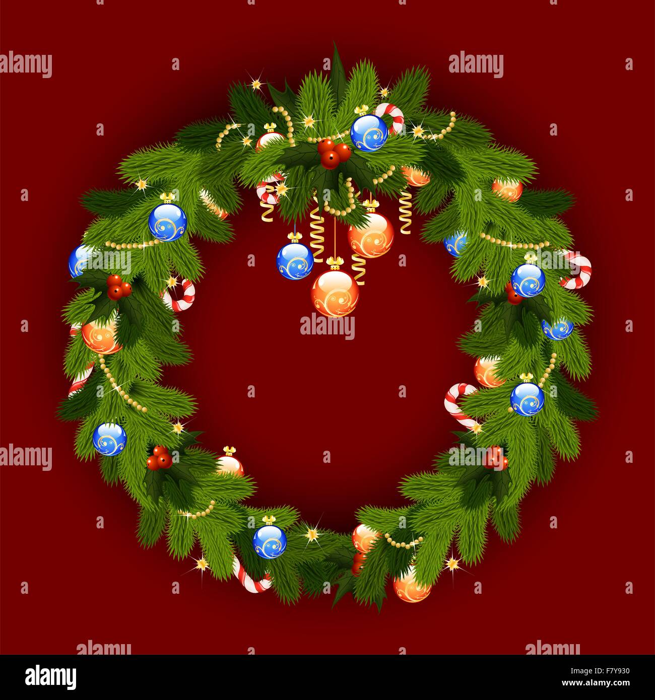 Christmas tree wreath Stock Vector Images - Alamy