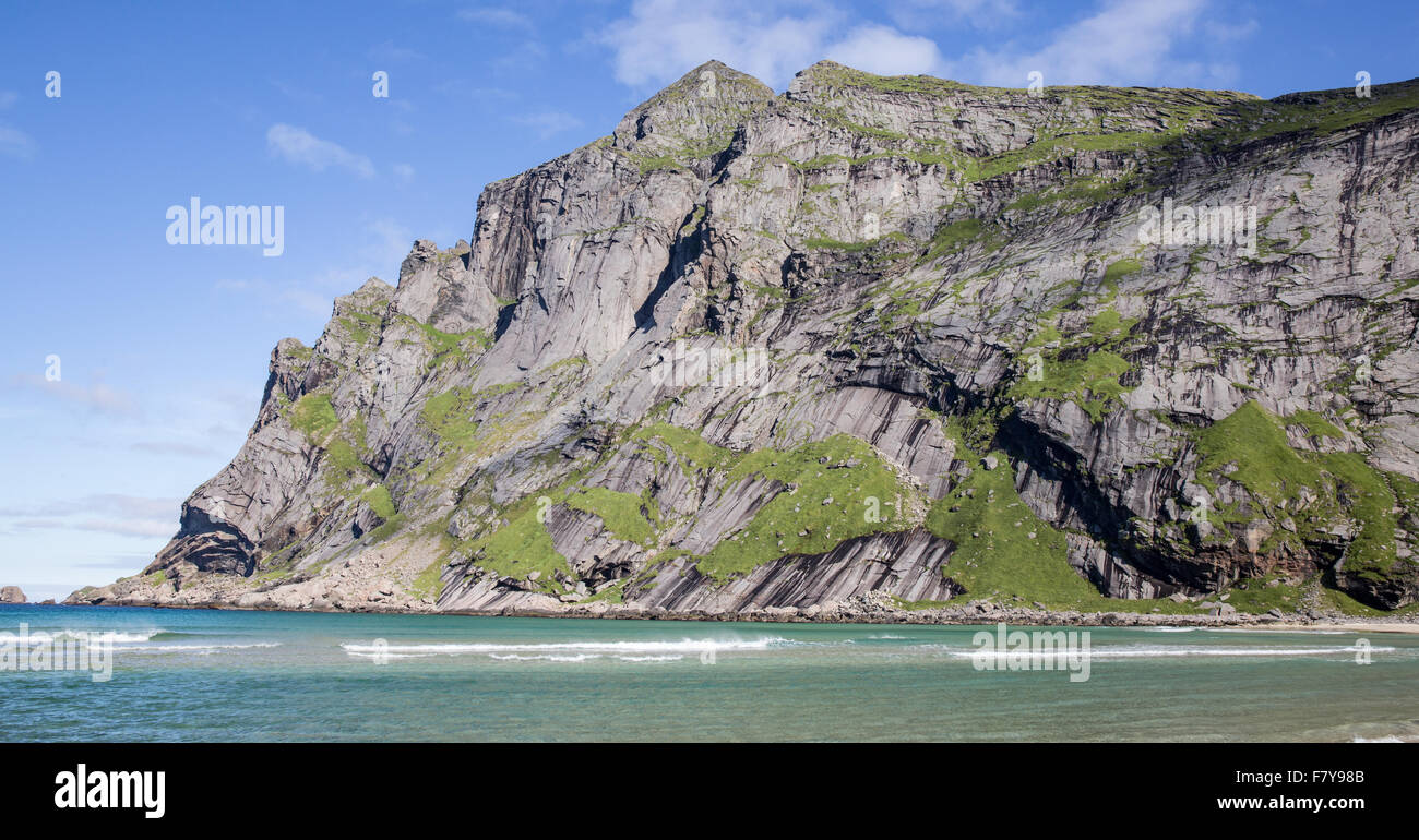 Bunes beach on the west coast of the Lofoten Islands Norway near Reine ...
