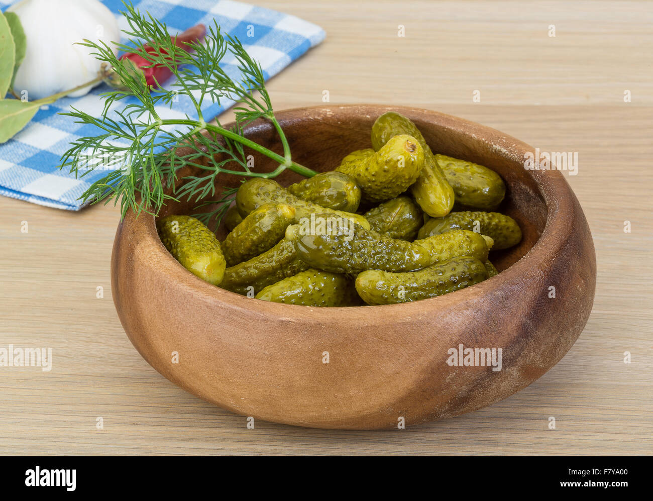 Pickled small cucumber with dill and spices Stock Photo - Alamy