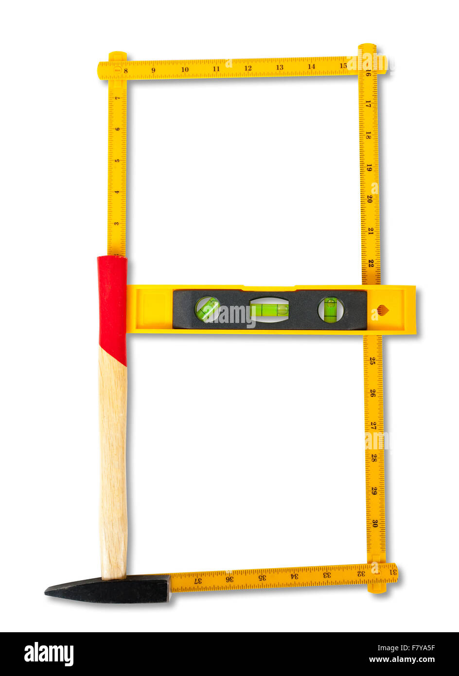 Carpenter rule looking like number eight. Isolated over white ...