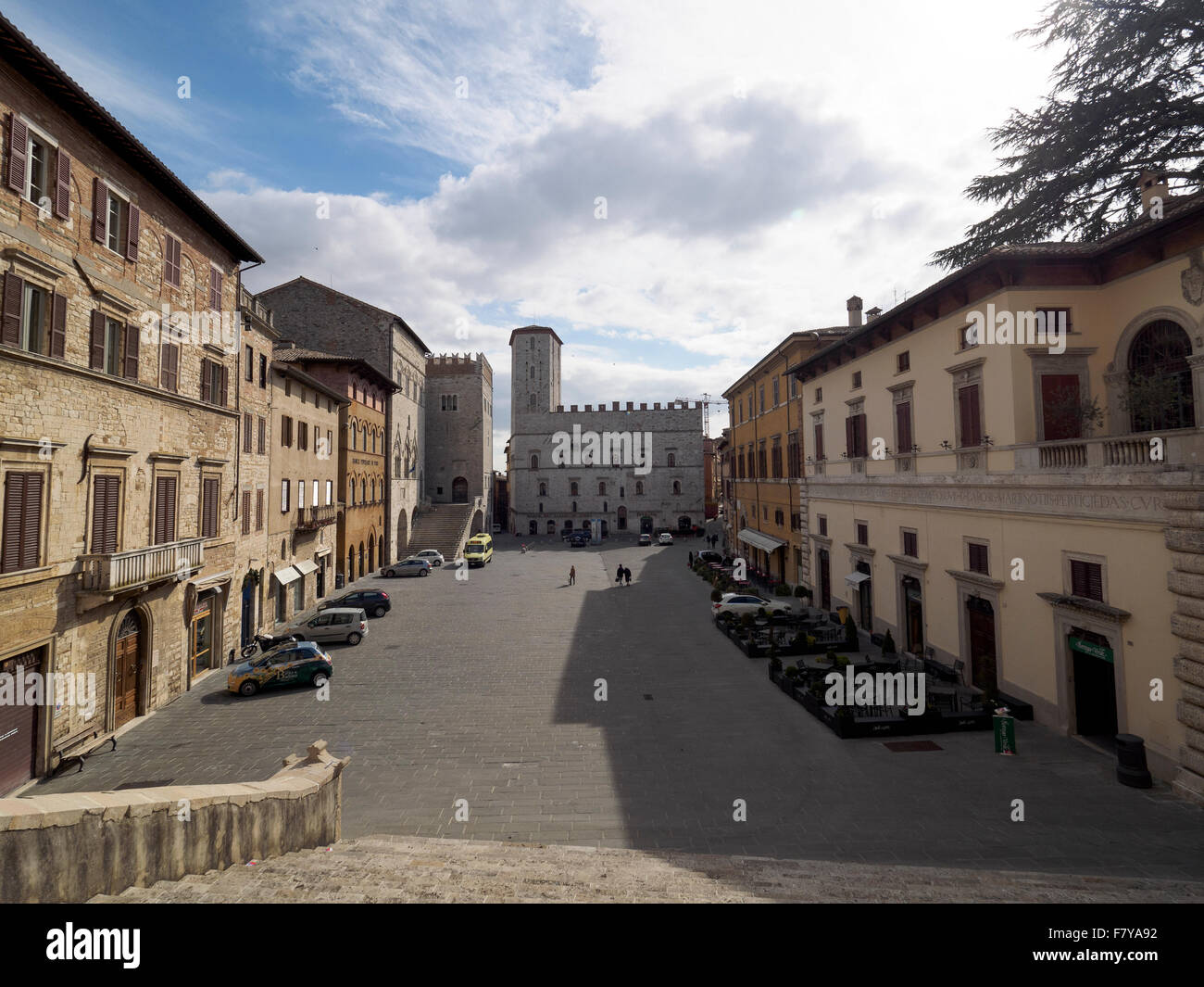 Piazza del popolo (people square) in the small town of Todi - Perugia ...