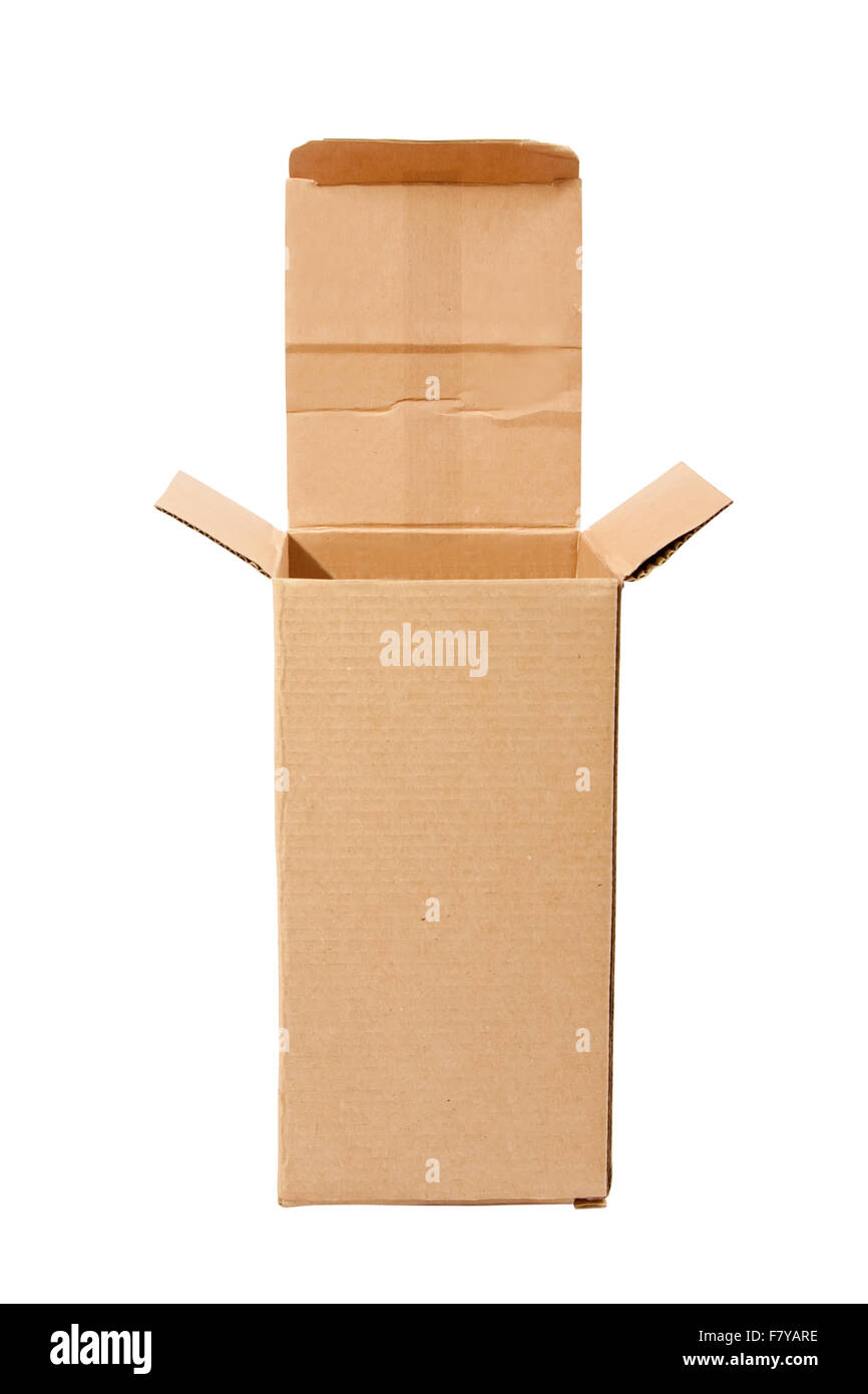 Open cardboard box. Isolated over white background Stock Photo - Alamy