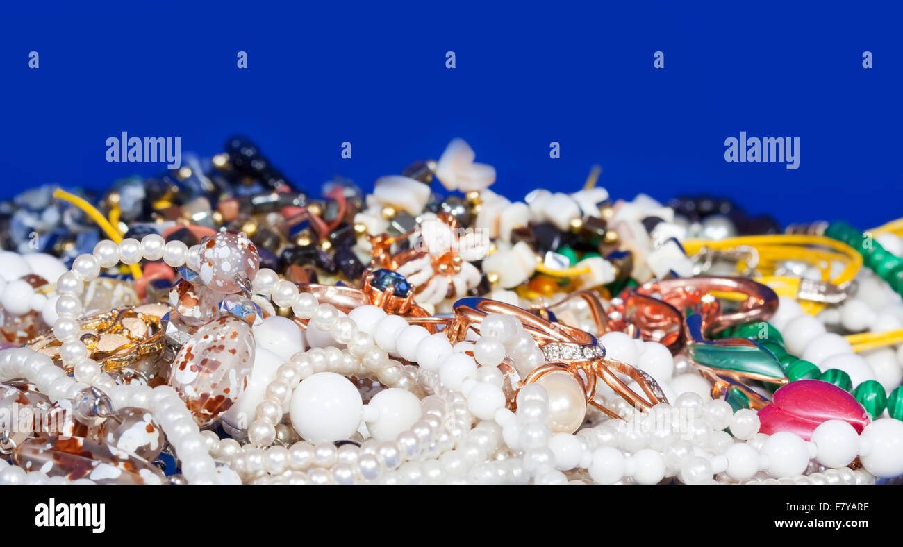 Close up of many differently jewellery background Stock Photo - Alamy