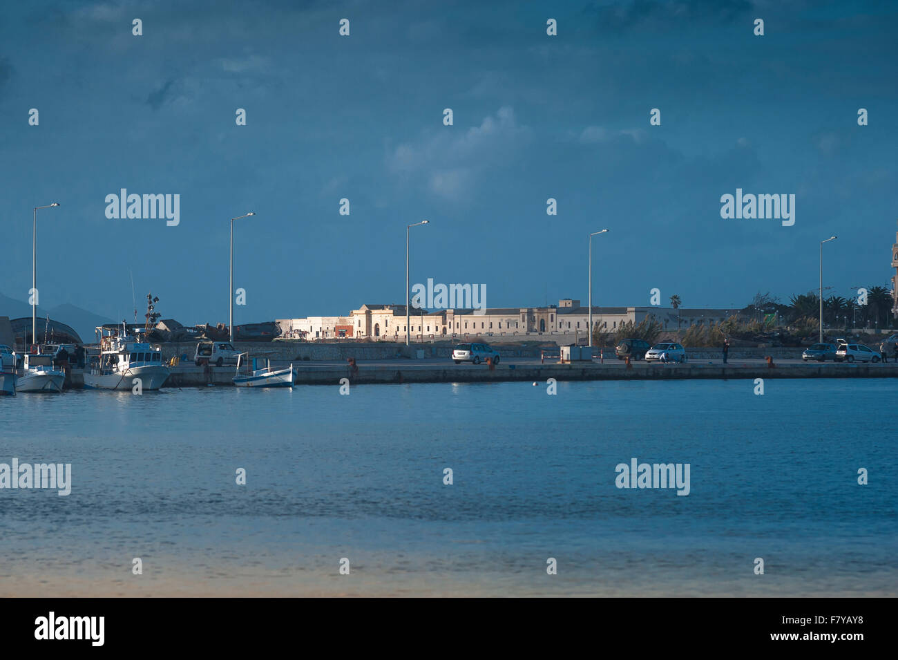 Marsala Sicily harbor, view across Marsala harbour towards the ...