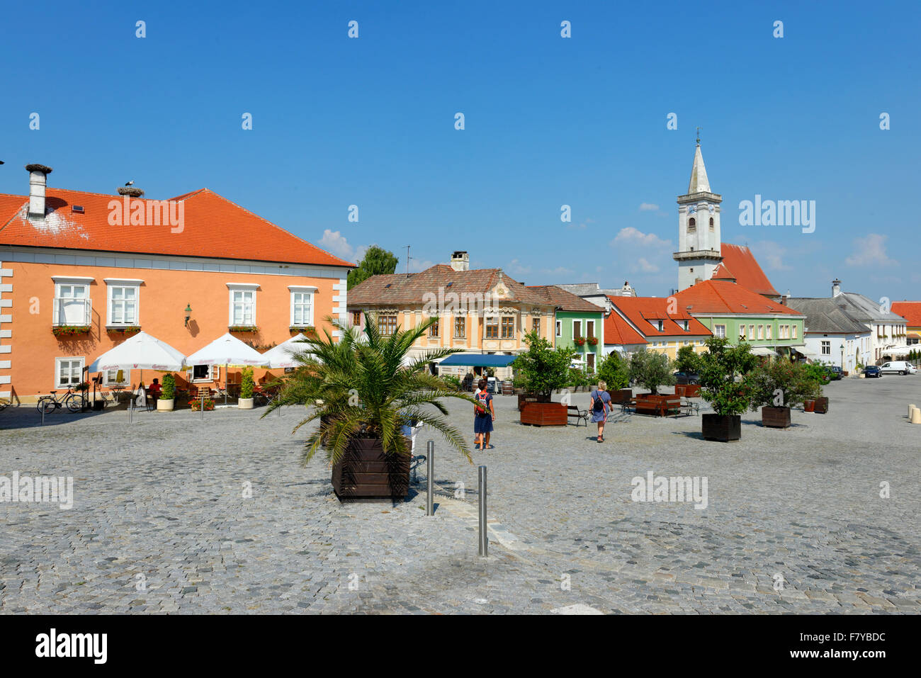 Town Hall Square with the church, the main square, Rust, Lake Neusiedl ...