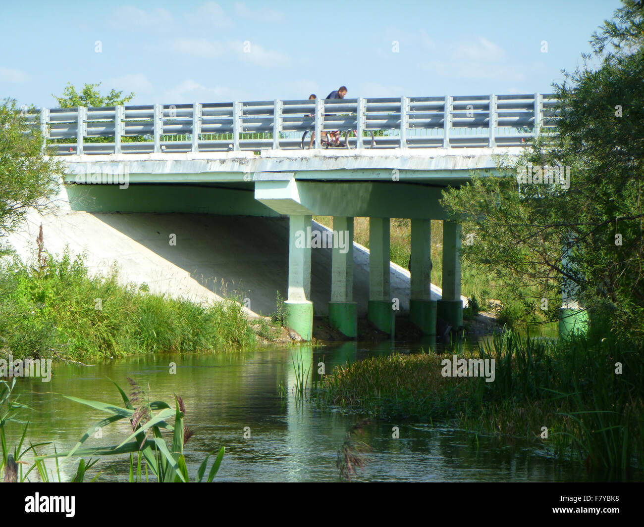 Concrete bridge through river Stock Photo - Alamy