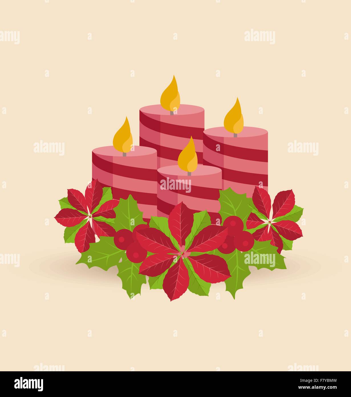 Red candles holly Stock Vector Images - Alamy