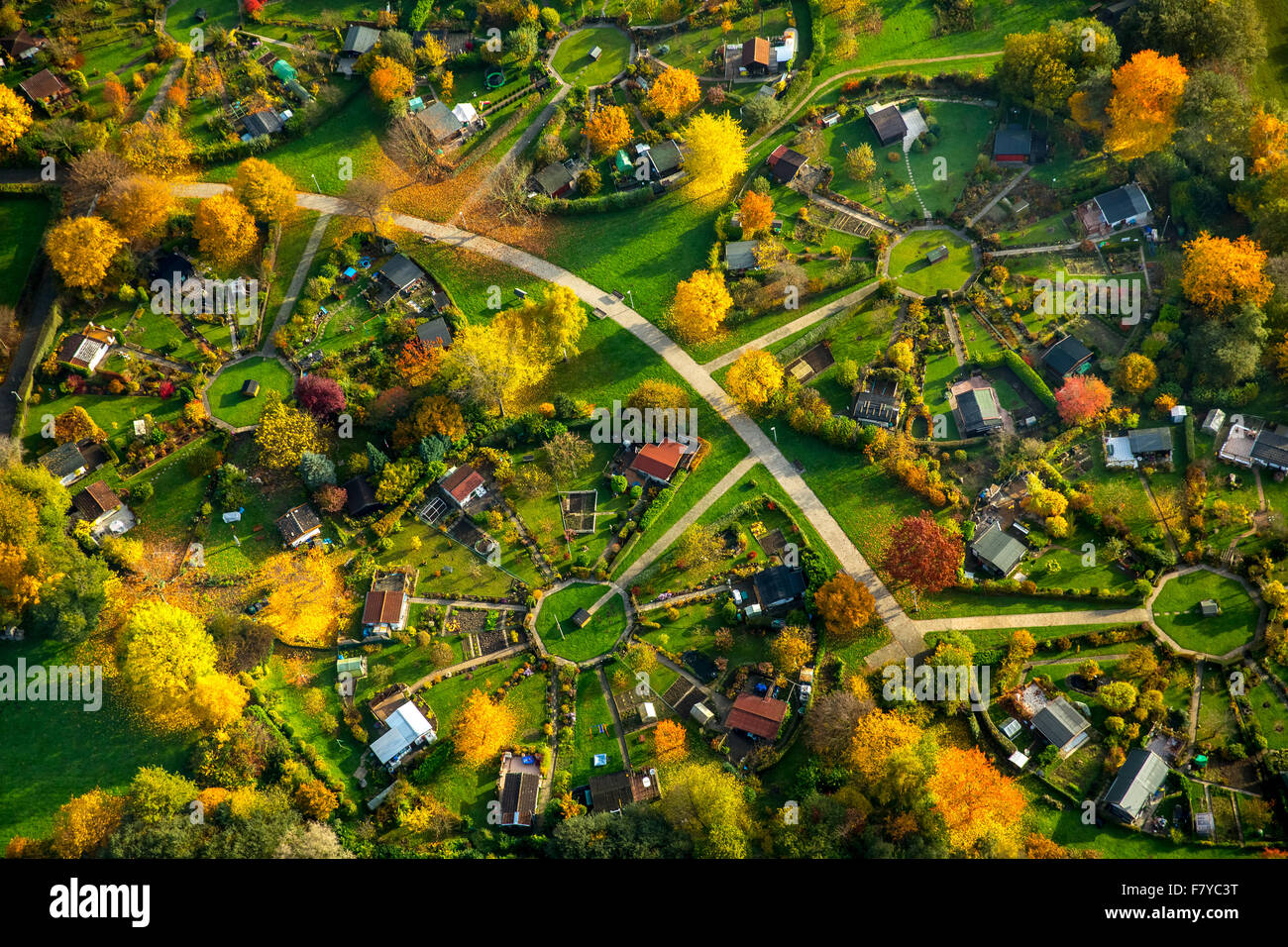 Circular allotment gardens, allotments on Heuweg, circular divisions ...
